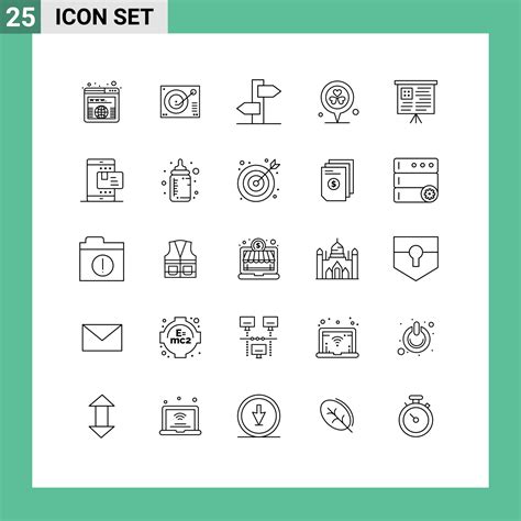 Set Of 25 Modern Ui Icons Symbols Signs For Board Pin Record Location Signpost Editable Vector