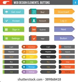 Flat Web Design Elements Buttons Icons Stock Vector Royalty Free Shutterstock