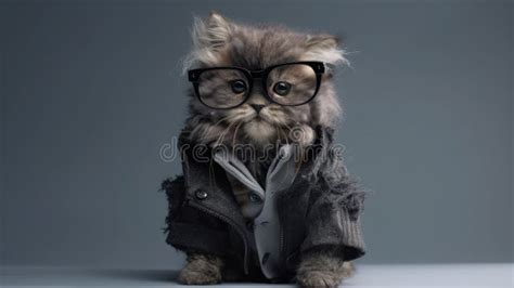Funny Tabby Cute Kitten With Glasses Stock Illustration Illustration Of White Glasses 273552497
