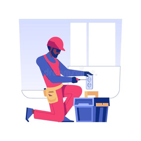 Sockets Installation Isolated Concept Vector Illustration Stock Vector Illustration Of Font