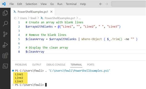 How To Remove Blank Lines From An Array In Powershell