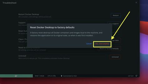 how to reset docker desktop kindacode