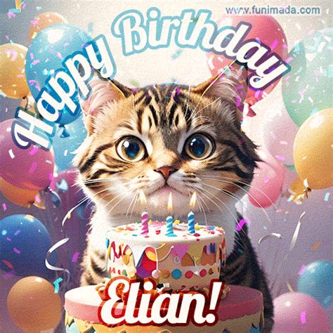 Cat Themed Happy Birthday Elian Gif Download On Funimada Com