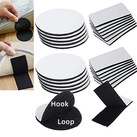 10pcs 60mm 6040mm 후크 및 루프 연동 끈적 자체 접착 패스너 테이프 다시 동전 후크 루프 Diy 카펫 안티 슬립