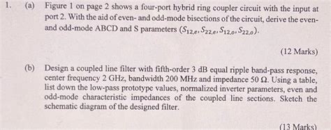 Solved 1 A Figure 1 On Page 2 Shows A Four Port Hybrid