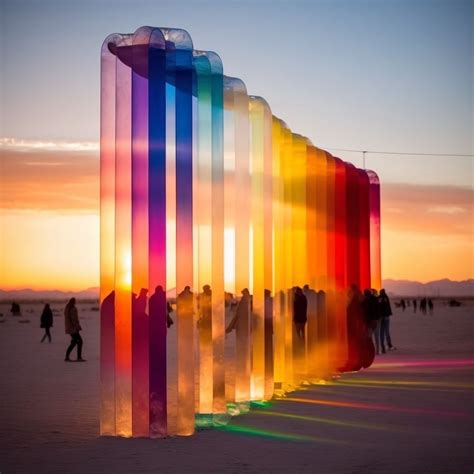 Burning Man Rainbow Art Installation Colorful Led Art Installations