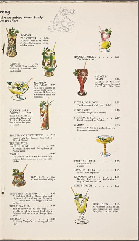 Trader Vics Menus Whats On The Menu Cafe Menu Design Restaurant Menu Design Drink Menu