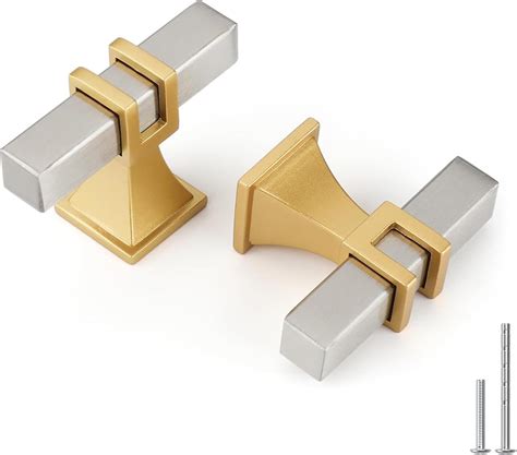 Haliwu 10 Pack Brushed Nickel Cabinet Knobs T Bar Silverandgold Kitchen