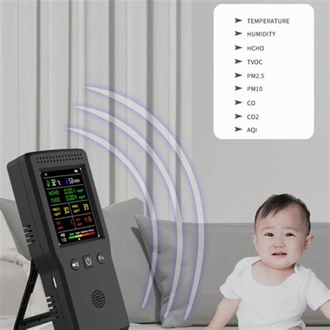 Air Quality Monitor 9 In 1 Formaldehyde Detector Temperature Humidity Co2 Meter Sensor Detect