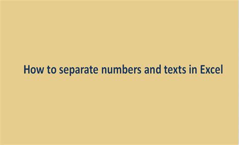 Separating Numbers And Texts In Excel Full Tutorial