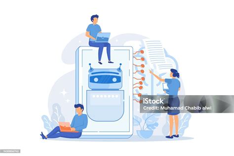Vetores De Programadores Testando Inteligência De Chatbot E Cérebro Com Circuito Teste De