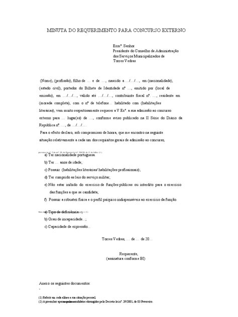 Requerimento Para Concurso Externo Pdf