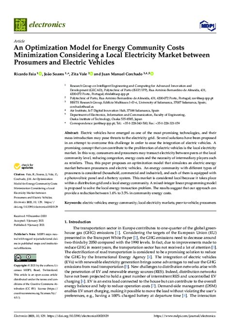 Pdf An Optimization Model For Energy Community Costs Minimization Considering A Local