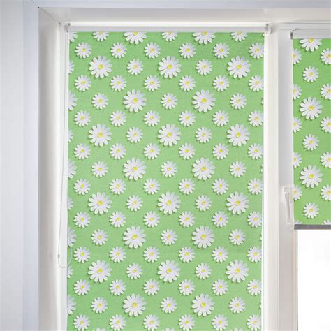 Garden Whispers White Floral And Light Green Roller Blinds Magicdecor®