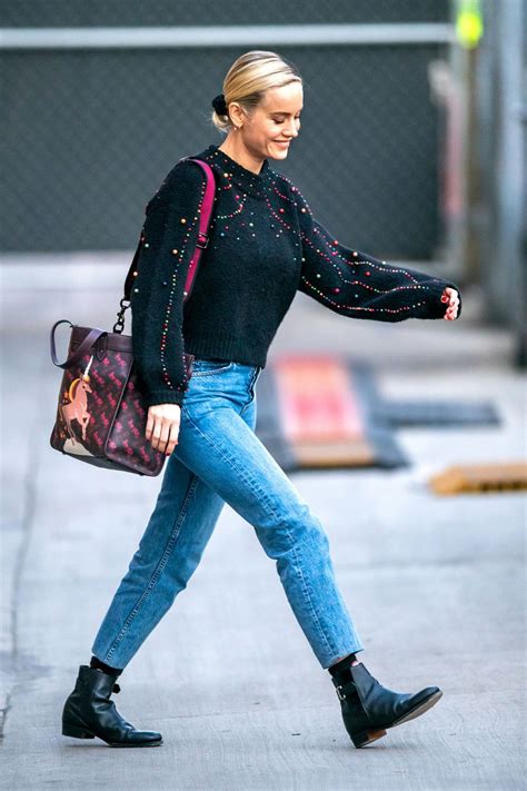 Brie Larson Cute In Sweater Jeans And Boots Leaving Jimmy Kimmel Live