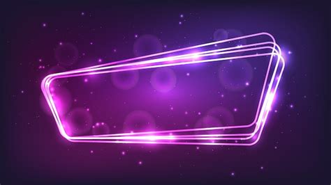 빛나는 효과와 반짝임이 있는 네온 둥근 프레임 프리미엄 벡터