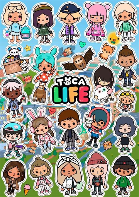 Набор виниловых наклеек стикеров на листе А5 Игра Тока Бока Toca Boca купить с доставкой по