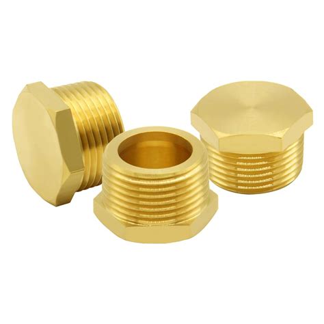 3pcs Brass Pipe Plug 34 Inch Npt Male Thread Outer Hex