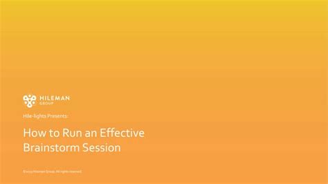 How To Run An Effective Brainstorm Session Ppt