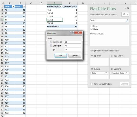 Excel Pivot Групиране на числа в пивот таблицата Аула урок