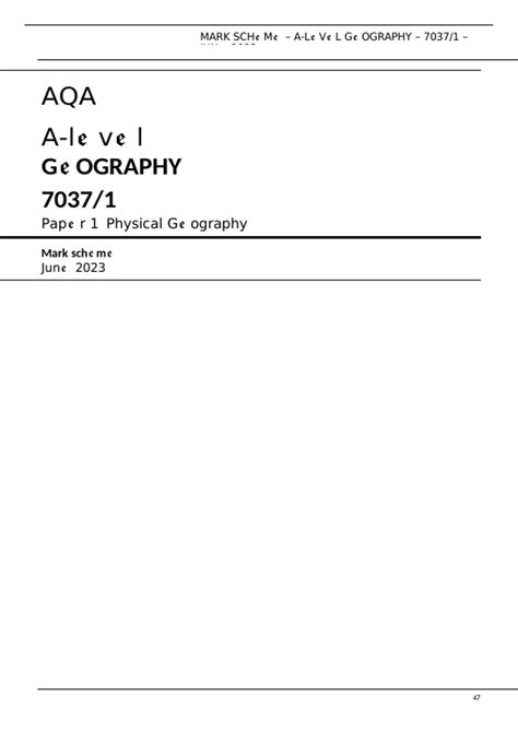 Aqa A Level Geography Paper 1 Physical Geography Wednesday 17 May 2023 Package Stuvia Us