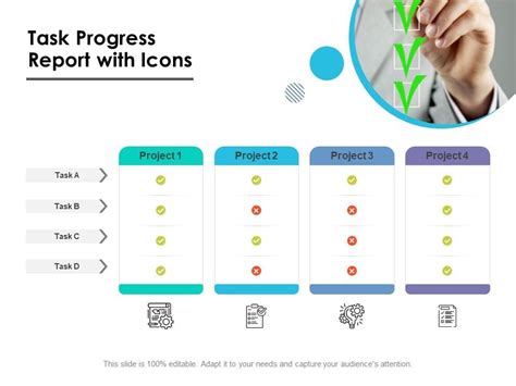 Task Progress Report With Icons Ppt PowerPoint Presentation File Graphic Im