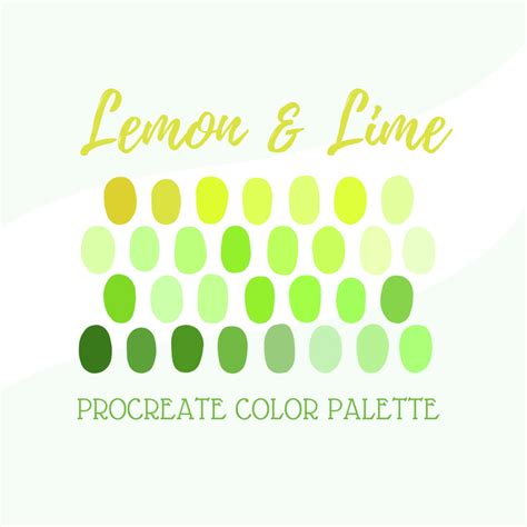Procreate Color Palette Lemon And Lime Etsy