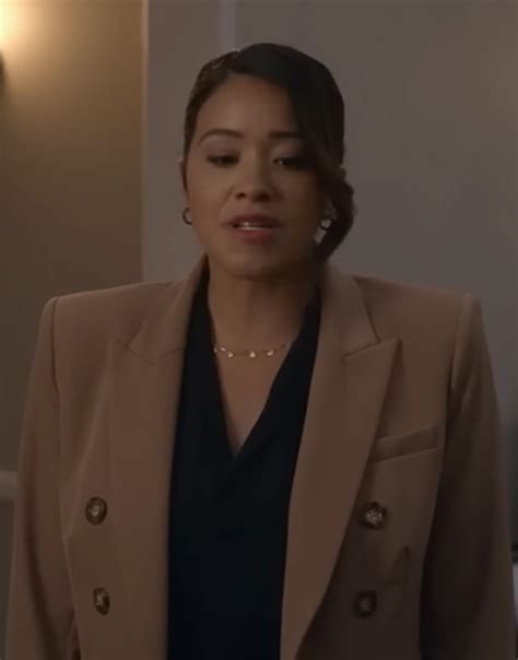 Not Dead Yet 2023 Gina Rodriguez Camel Blazer Tv Series Outfit