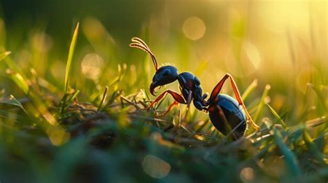 Premium Photo Ant In The Grass