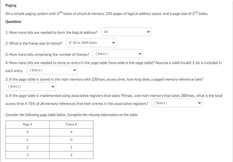 Solved Paging On A Simple Paging System With 224 Bytes Of
