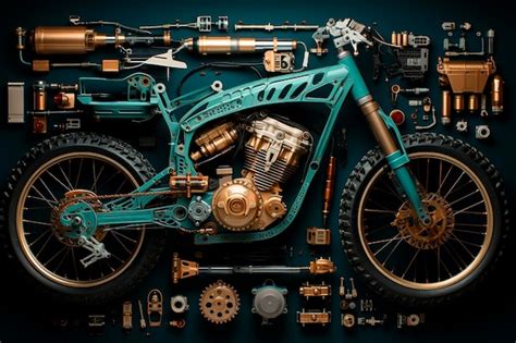 Premium Ai Image Motorcycle With Engine And Partsgenerative Ai