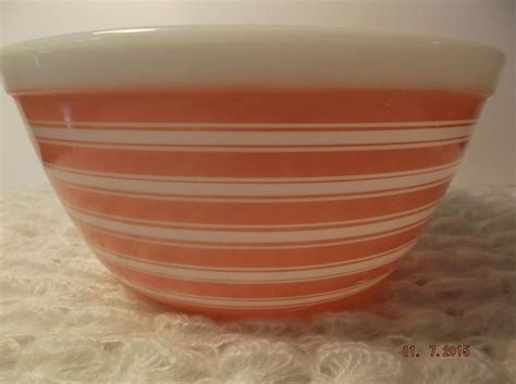 Pink Rainbow Stripe Pyrex Bowl 402 Vintage Home Decor
