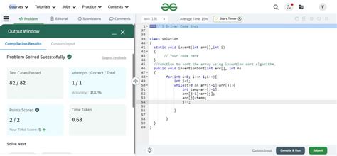 code on geeksforgeeks 😍 outer loop iterates over each element in the