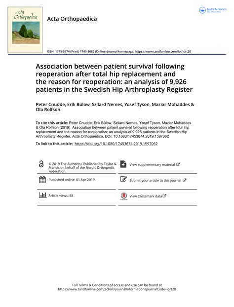 Pdf Association Between Patient Survival Following Reoperation After