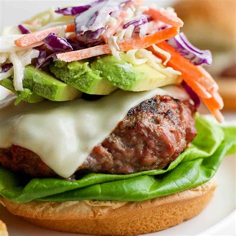 Pork Burger Spicy Mayo Slaw The Wooden Skillet