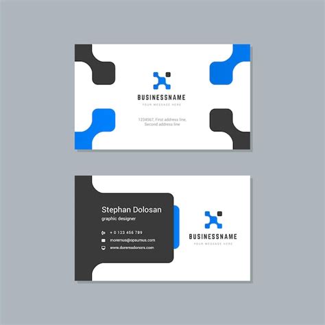 블루 명함 서식 파일 무료 벡터