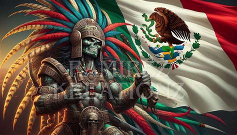 Aztec Warrior Mexican Flag Digital Art Png Sublimation Etsy