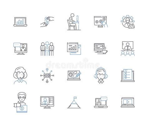 Operational Workplace Line Icons Collection Efficiency Procedures