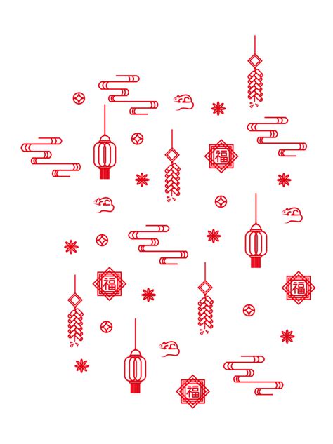 新年素材，灯笼，福字