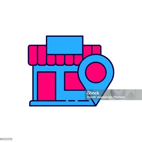 흰색 배경에 분리된 상점 아이콘이 있는 채워진 윤곽선 위치입니다 벡터 가득 찬에 대한 스톡 벡터 아트 및 기타 이미지 가득 찬 개념 구매 Istock