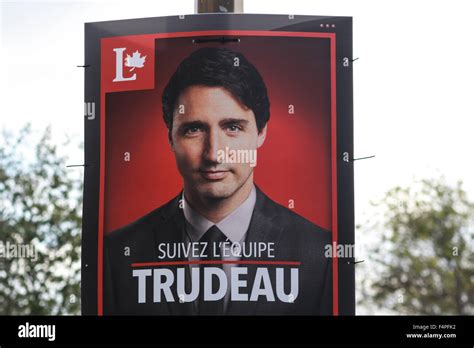 Canadian Prime Minister Justin Trudeaus Campaign Posters In Stock