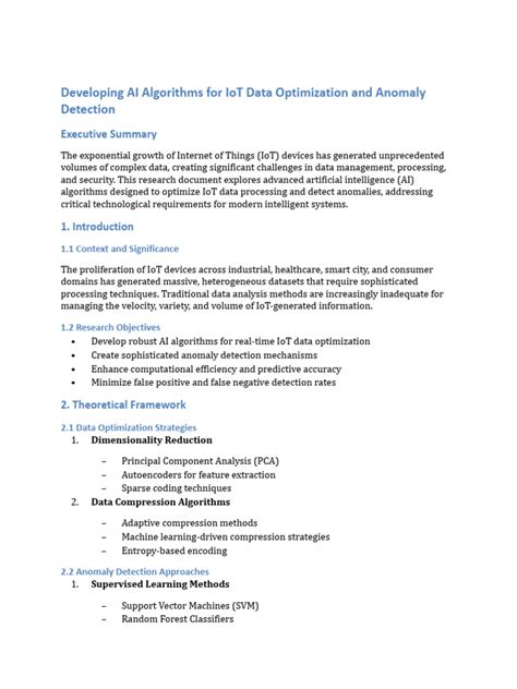 Developing Ai Algorithms For Iot Data Optimization And Anomaly Detection Pdf Artificial