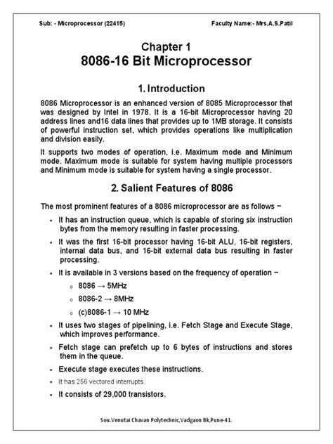 8086 Mic Unit 1 Notes Pdf Central Processing Unit Integrated Circuit