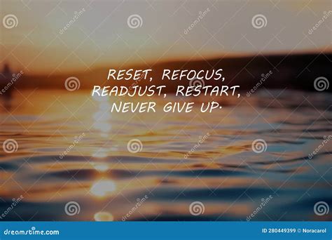 inspirational text reset refocus readjust restart never give up generative ai stock