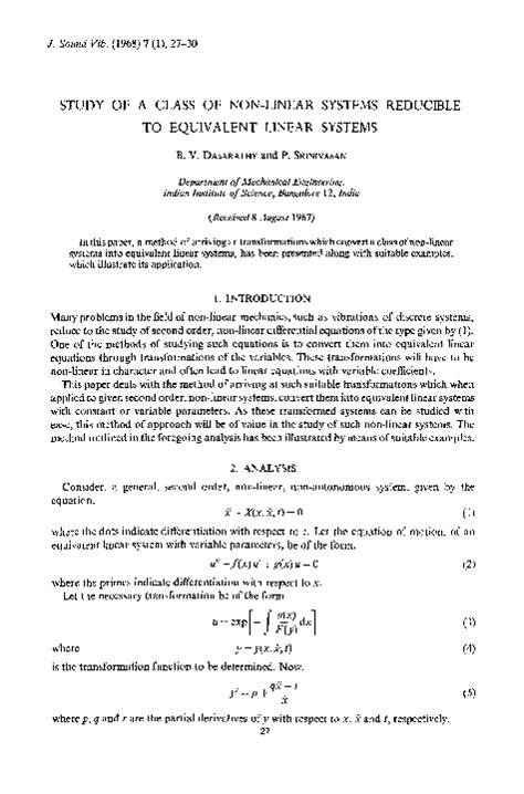 Pdf Study Of A Class Of Non Linear Systems Reducible To Equivalent Linear Systems Pdf Study Of A Class Of Non Linear Systems Reducible To Equivalent Linear Systems