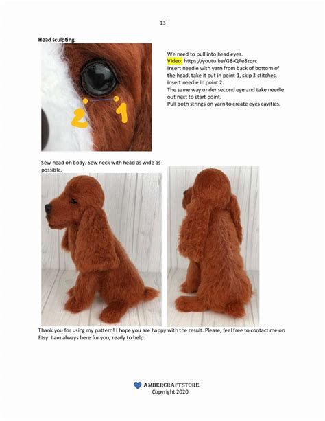 Cocker Spaniel Crochet Pattern 15”38cm Tall Brown Dog