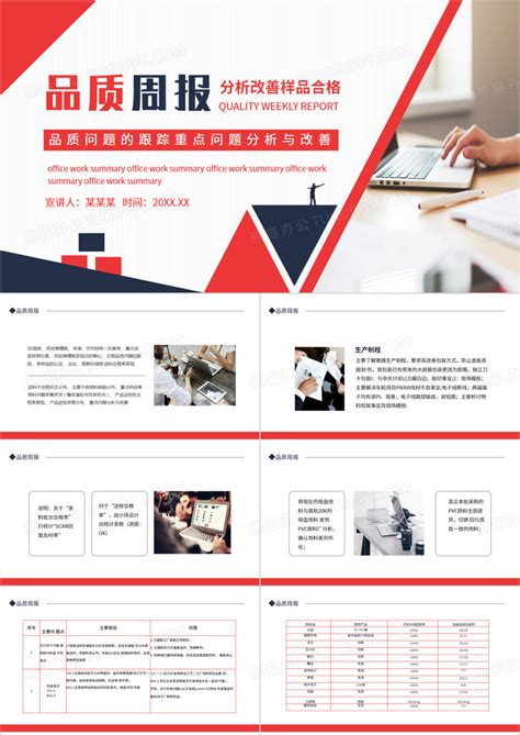 品质周报问题分析与改善动态ppt模板下载 熊猫办公