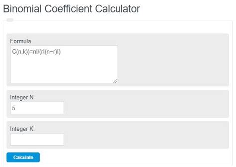 Binomial Coefficient Calculator Calculator Academy