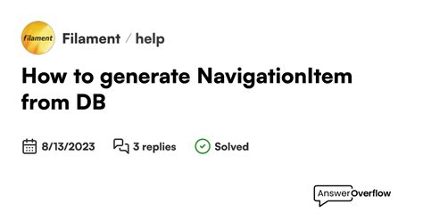 How To Generate Navigationitem From Db Filament