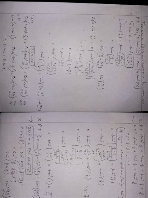 Inverse Trigonometric Functions Pdf